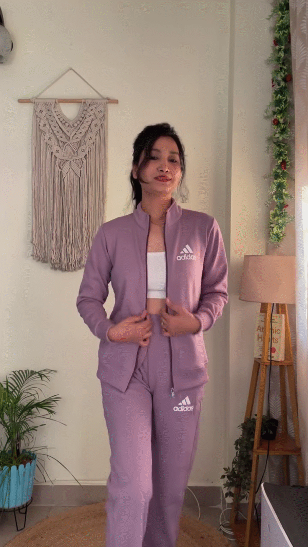 Long Sleeve Lilac Tracksuit Set with Zippered Jacket and Matching Pants ...